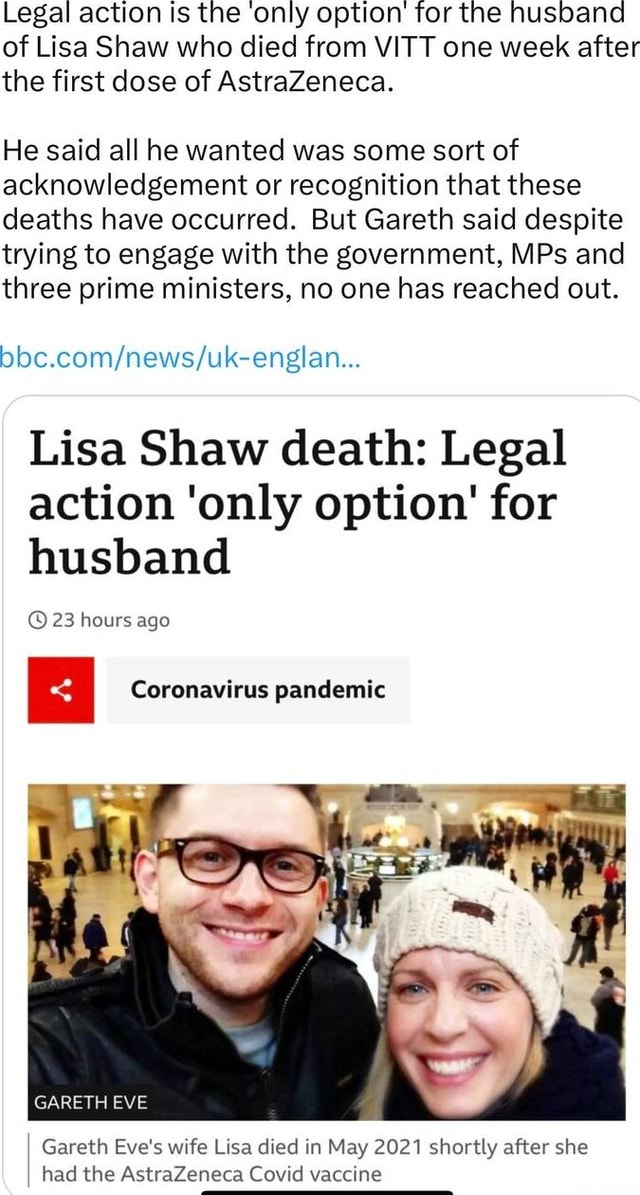 Legal action is the only option for the husband of Lisa Shaw who died ...