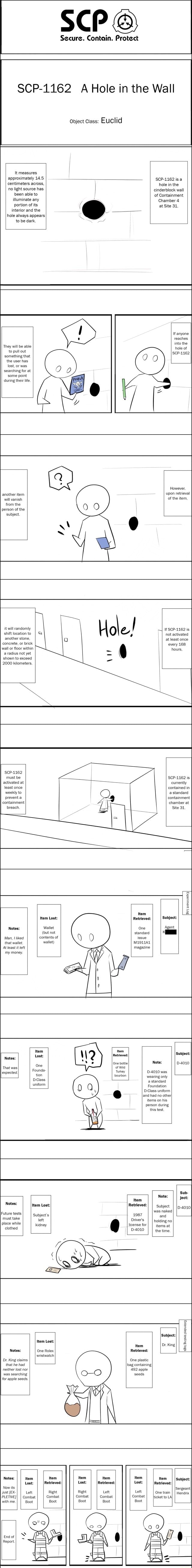 SCP Secure. Contain. Protect SCP-1162 A Hole in the Wall Object Class: Euclid it measures ...