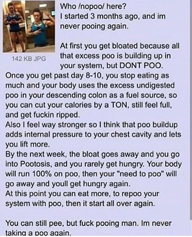 Inopool I started 3 months ago. and im never pooing again. At ﬁrst you ...