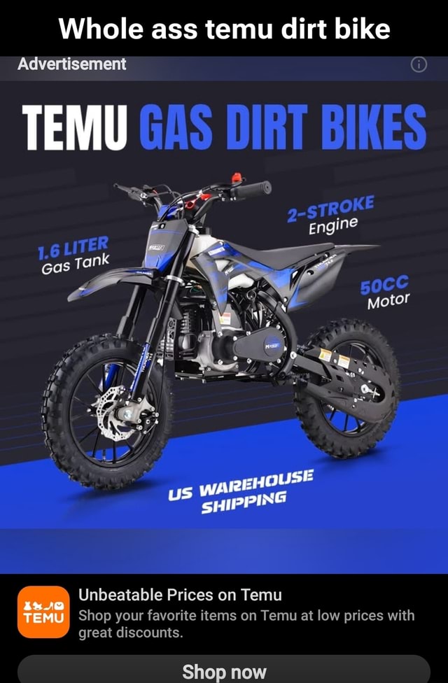 Whole ass temu dirt bike Advertisement TEMU engine motor gas Tan \ ge ...