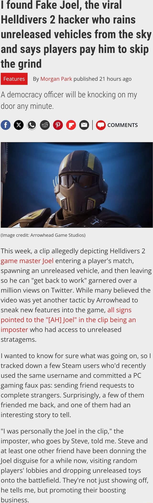 Found Fake Joel, the viral Helldivers 2 hacker who rains unreleased ...