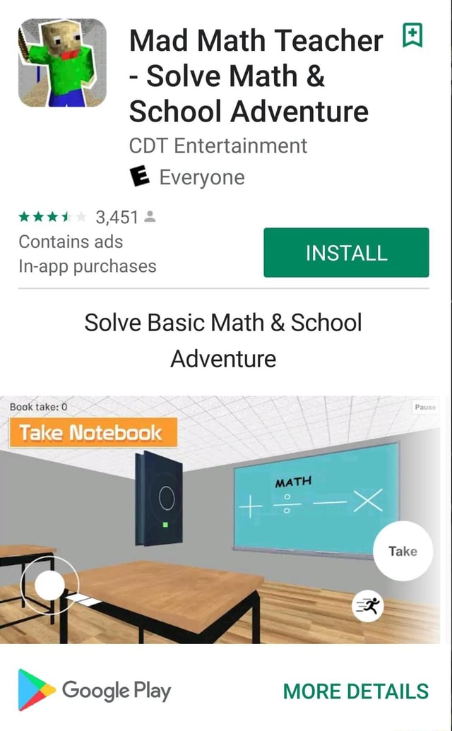 Mad Math Teacher El - Solve Math & School Adventure CDT Entertainment E ...