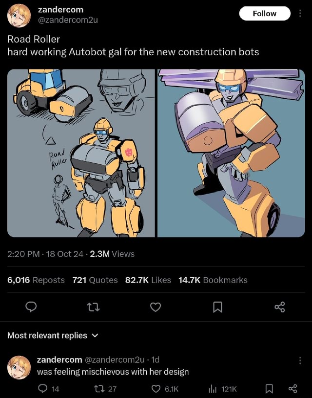 Zandercom @zandercom2u Road Roller hard working Autobot gal for the new ...