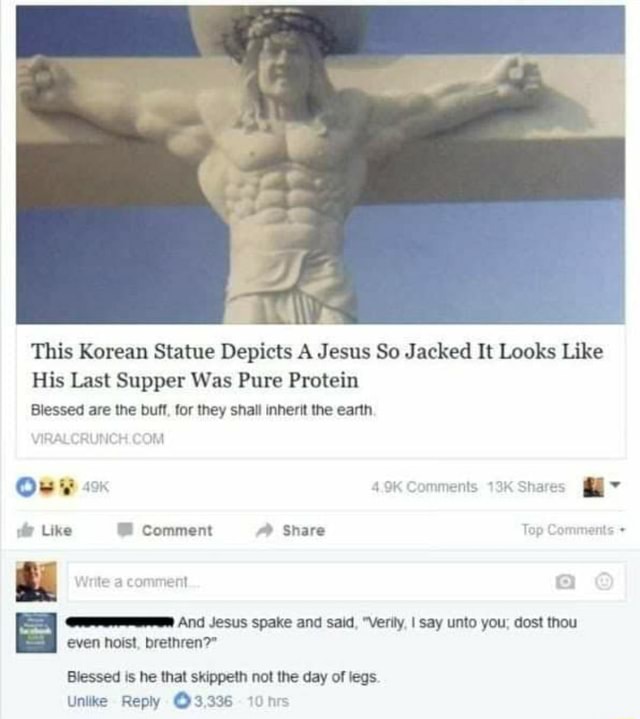 This Korean Statue Depicts A Jesus So Jacked It Looks Like His Last ...