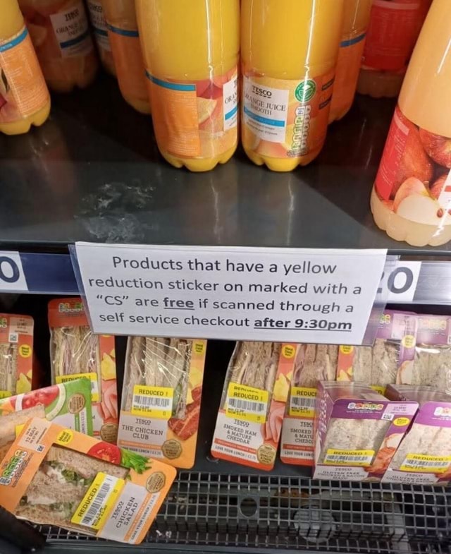 Products that have a yellow reduction sticker on marked with a "CS" are ...
