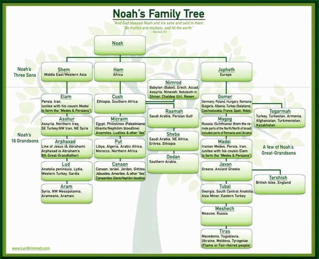 Noah's Three Sons Noah's 16 Grandsons Noah's "And God blessed Family ...