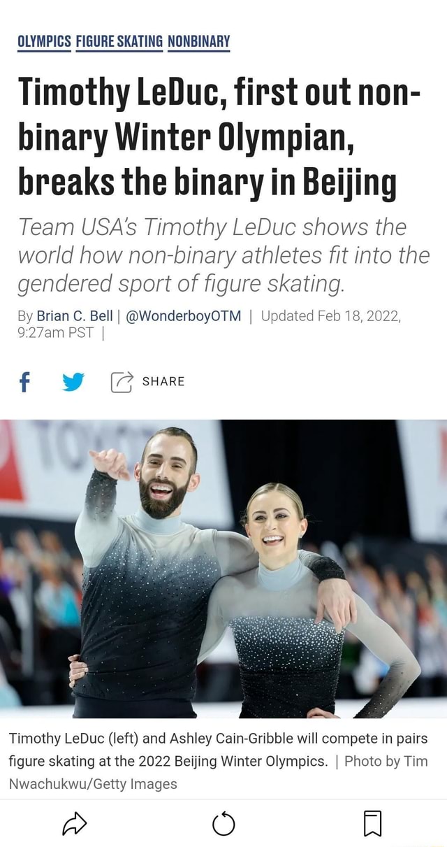 OLYMPICS FIGURE SKATING NONBINARY Timothy LeDuc, first out non- binary ...