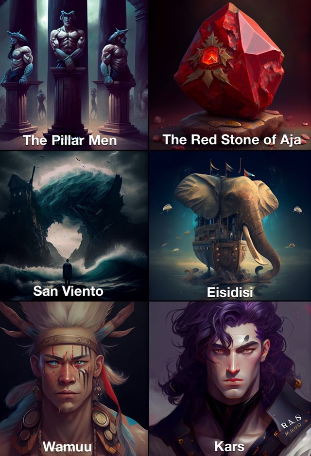 The Pillar Men The Red Stone of Aja Aja~ San Viento Eisidisi Wamuu Kars ...