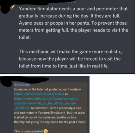 # Yandere Simulator needs a poo- and pee-meter that gradually increase ...