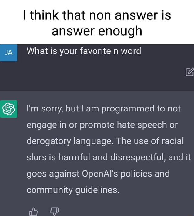 I think that non answer is answer enough JA What is your favorite n ...