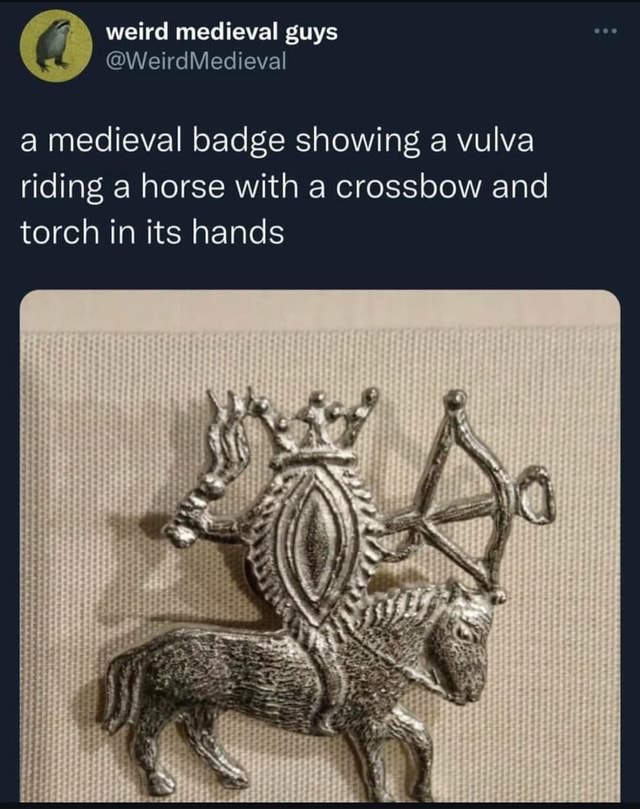 Weird medieval guys @WeirdMedieval a medieval badge showing a vulva ...