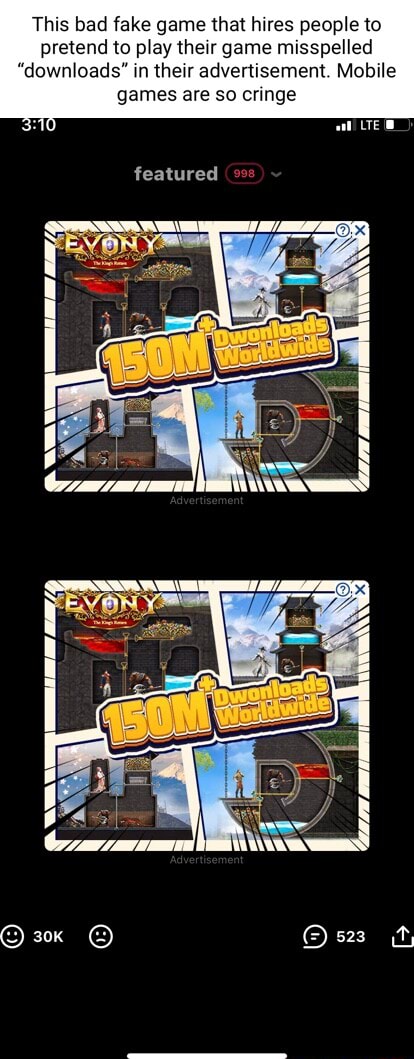 This bad fake game that hires people to pretend to play their game ...