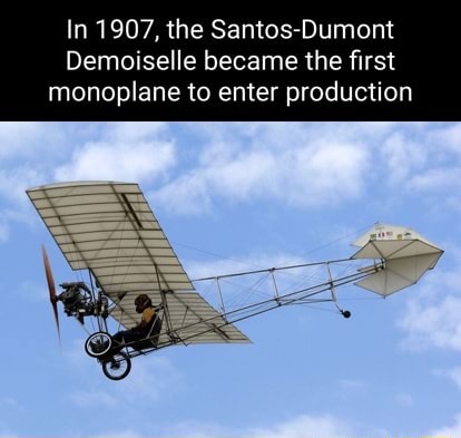 In 1907, the Santos-Dumont Demoiselle became the first monoplane to ...