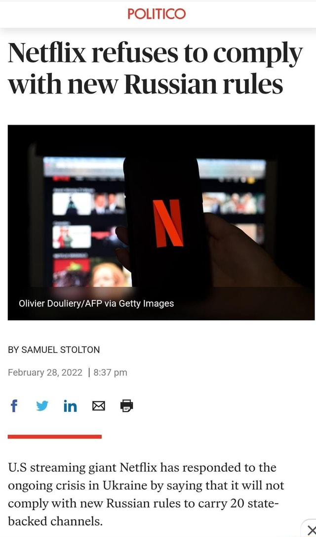 POLITICO Netflix refuses to comply with new Russian rules ms Olivier ...
