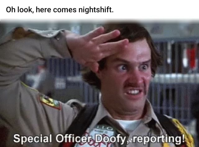 Oh look, here comes nightshift. Special Off cer Doofy. in - iFunny
