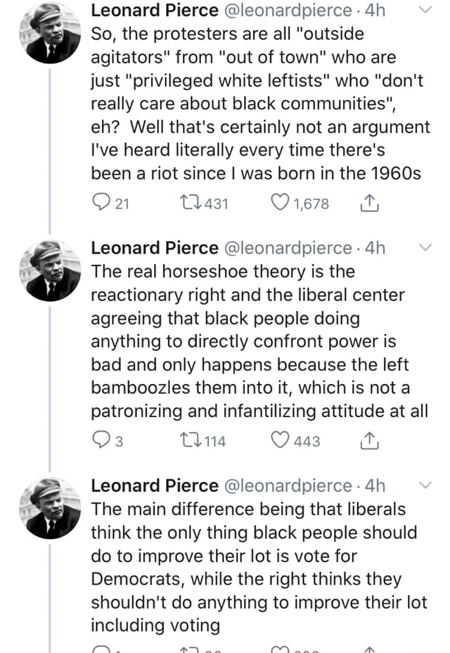 Leonard Pierce Oleonardpierce So, the protesters are all "outside ...