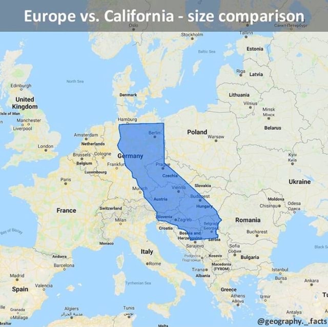 Europe vs. California size comparison - iFunny