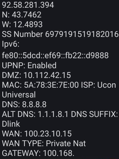 92.58.281.394 N: 43.7462 W: 12.4893 SS Number 6979191519182016 Ipv6 ...