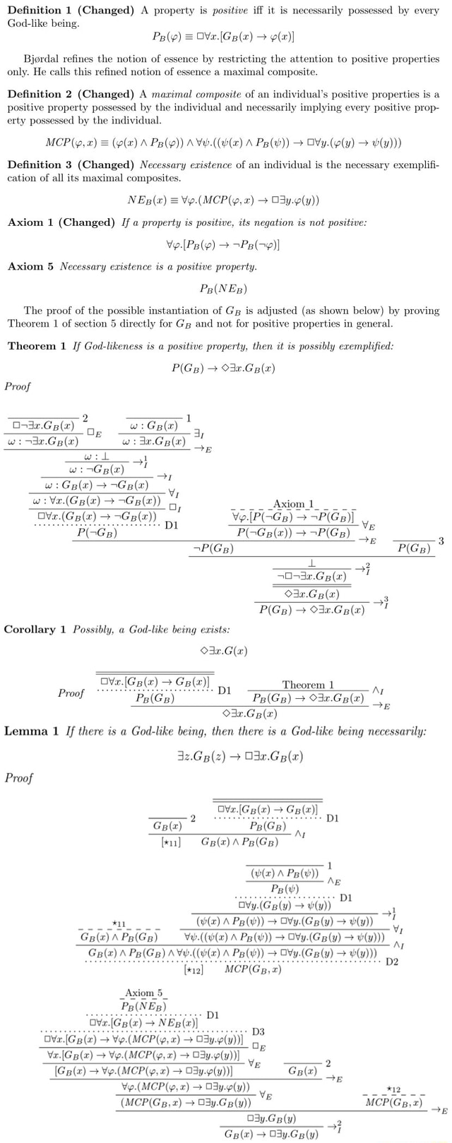Definition 1 (Changed) A property is positive iff it is necessarily ...