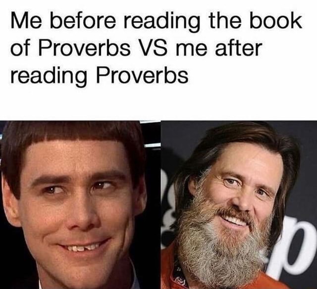 Me before reading the book of Proverbs VS me after reading Proverbs ...
