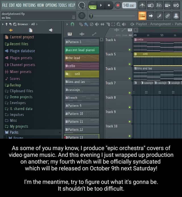 FILE EDIT ADD PATTERNS VIEW OPTIONS TOOLS HELP @ dearlybeloved fip ex ...