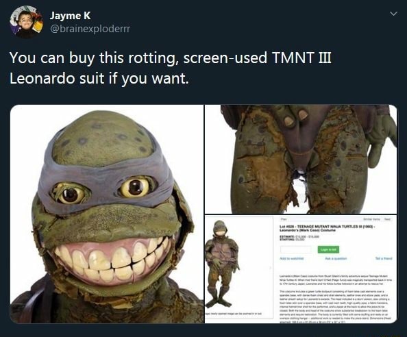 You can buy this rotting, screeniused TMNT III Leonardo suit if you ...