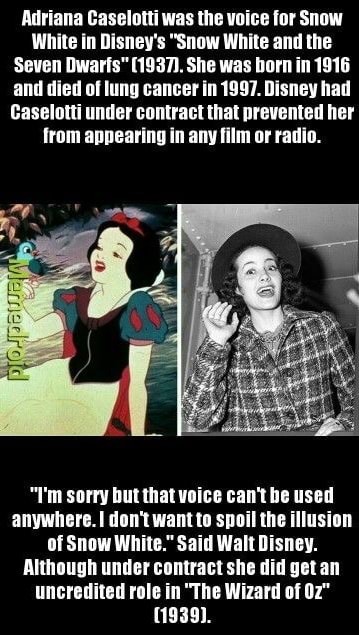 Adriana Caselotti was the voice for Snow White in Disney's "Snow White ...