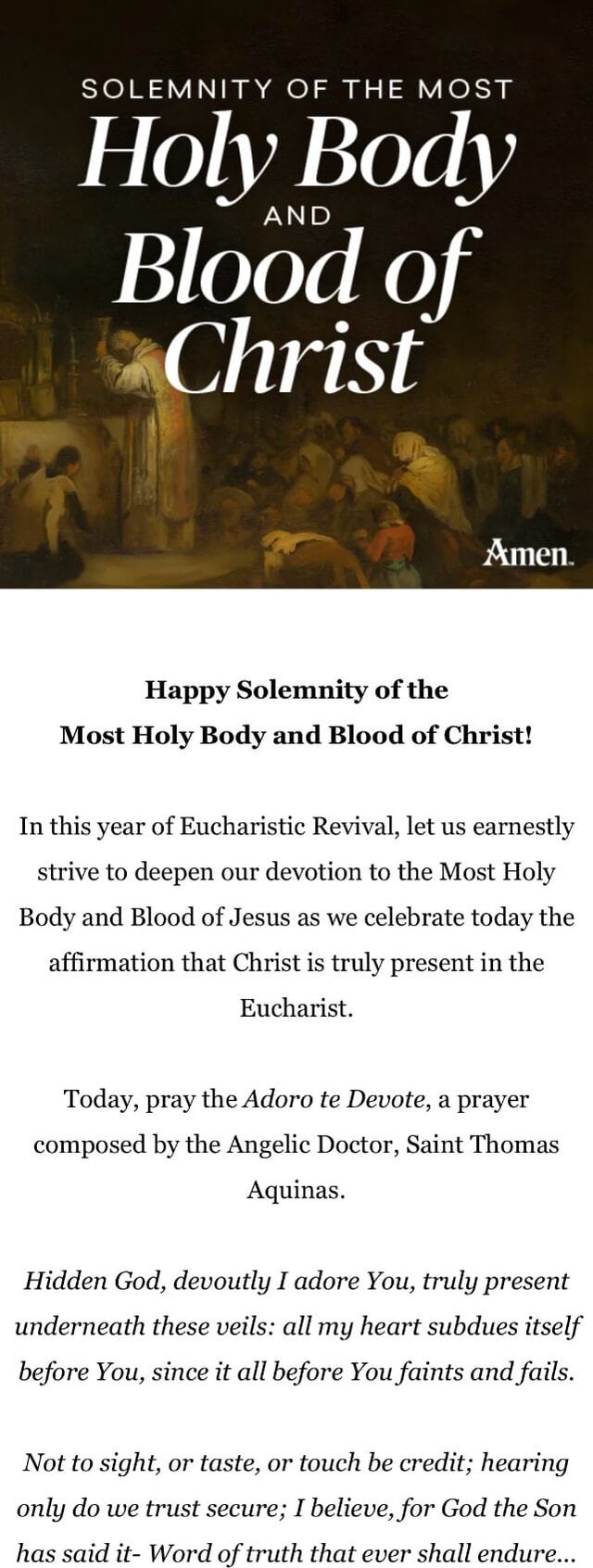 SOLEMNITY OF THE MOST Holy Body AND Blood of "Christ >Amen Happy ...