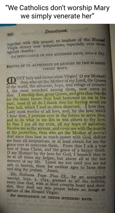 "We Catholics don't worship Mary we simply venerate her" the tho ca ...