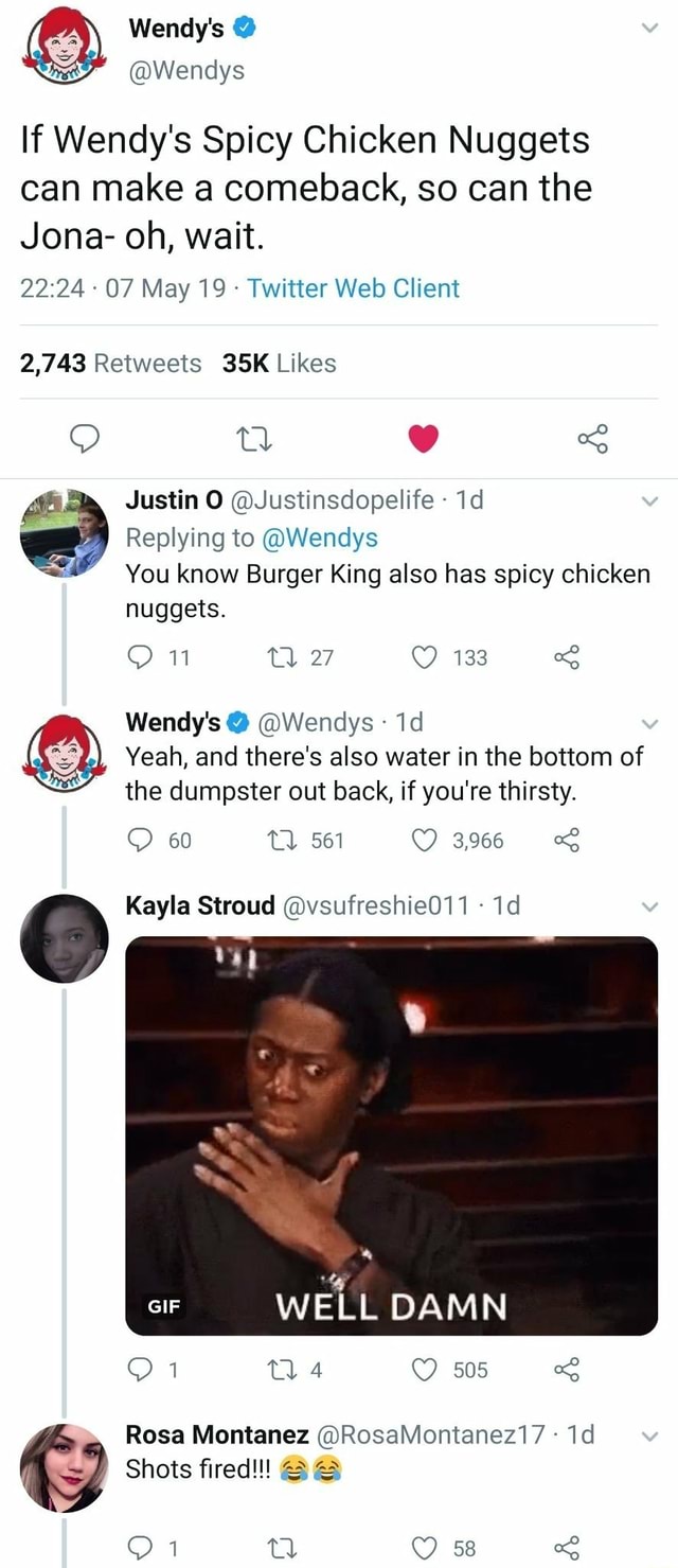 If Wendys Spicy Chicken Nuggets Can Make A Comeback So Can The Jona