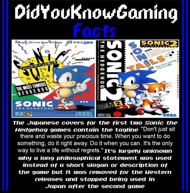 DidYouKnowGaming The Japanese covers for the first two Sonic the ...
