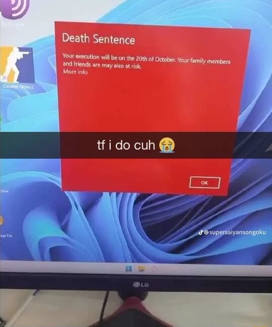 Death Sentence 'and execution will be the 20th of Octaber. Your family ...