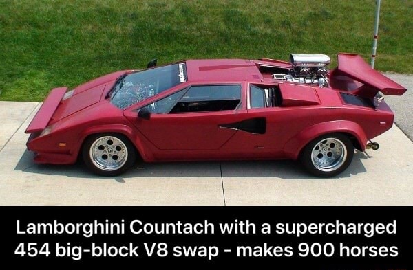 Lamborghini Countach with a supercharged 454 big-block V8 swap makes ...