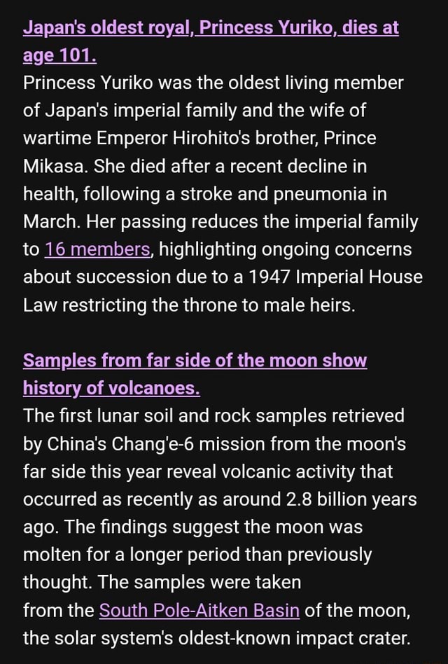 Japan's oldest royal, Princess Yuriko, dies at age 101. Princess Yuriko ...