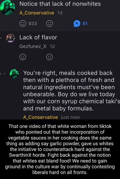 Notice that lack of nonwhites A Conservative ll 333 Lack of flavor ...