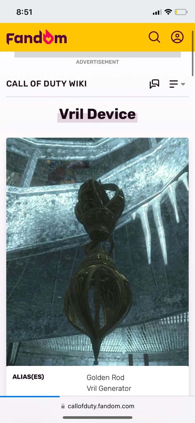 Al Fanddm ADVERTISEMENT CALL OF DUTY WIKI IN Vril Device Golden Rod ...