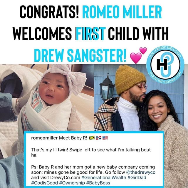 CONGRATS! ROMEO MILLER WELCOMES FIRST CHILD WITH DREW SANGSTER ...