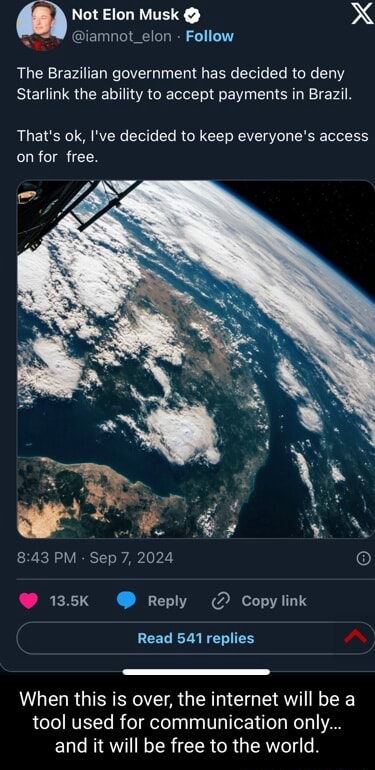 XX Not Elon Musk The Brazilian government has decided to deny Starling ...