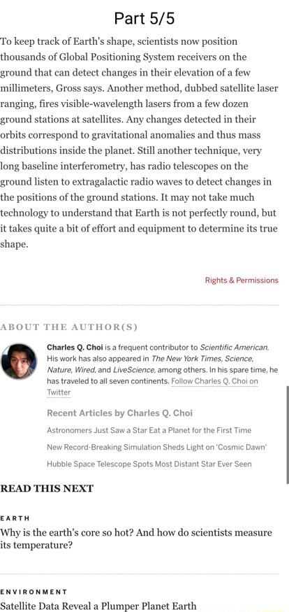 Part To keep track of Earth's shape, scientists now position. thousands ...