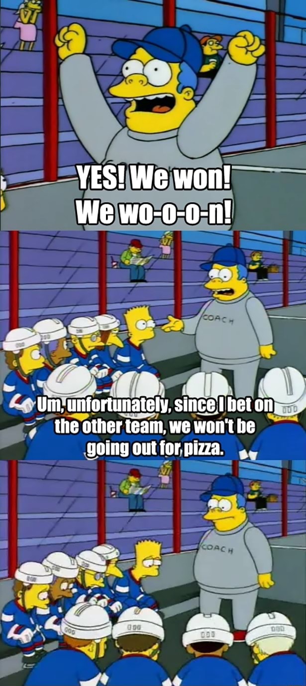 YES! We won! We wo-0-0-n! Ui, unfortunately, since! bet on - the other ...