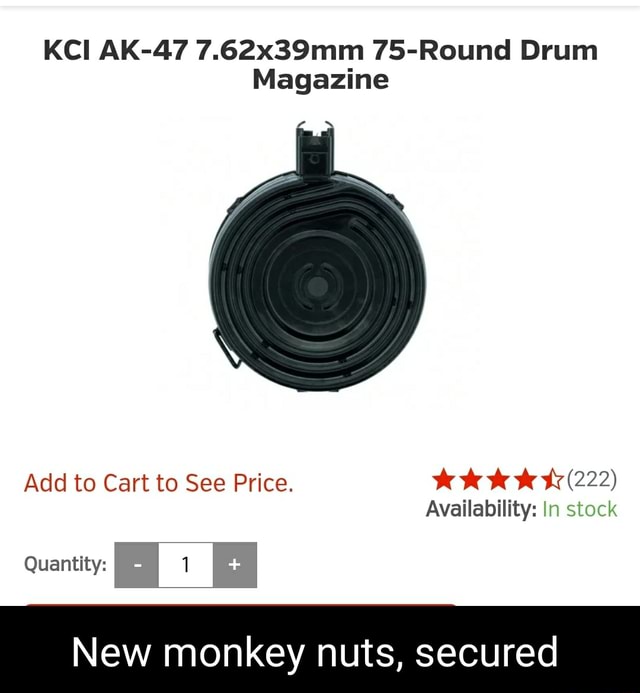 KCI AK-47 7.62x39mm 75-Round Drum Magazine Add to Cart to See Price ...
