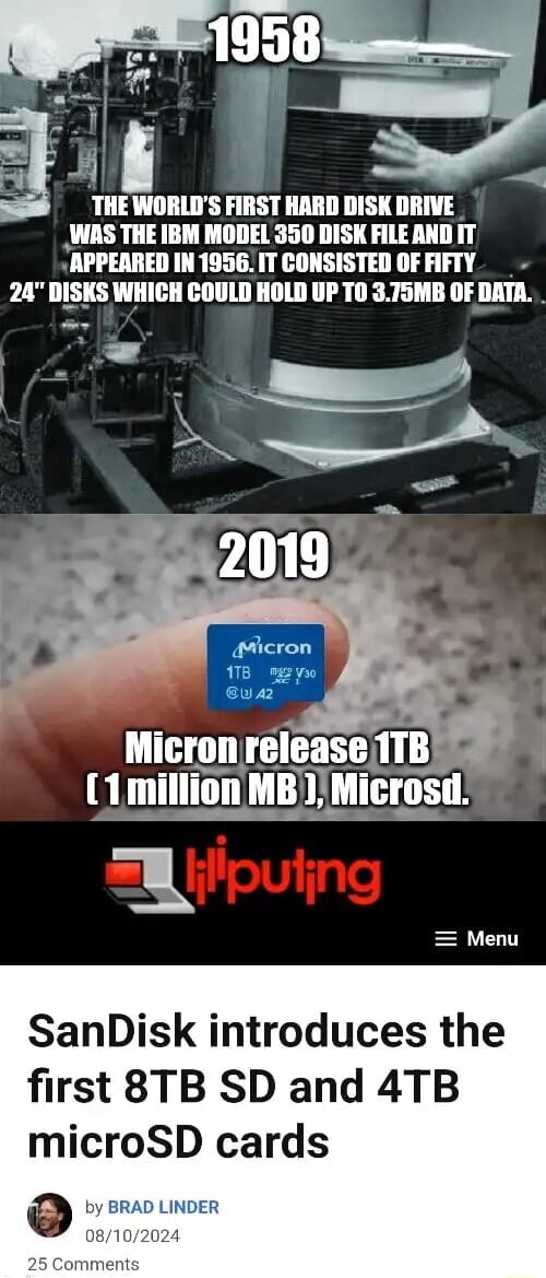 1958 THE WORLD'S FIRST HARD DISK DRIVE ,WAS THE IBM MODEL 350 DISK FILE ...