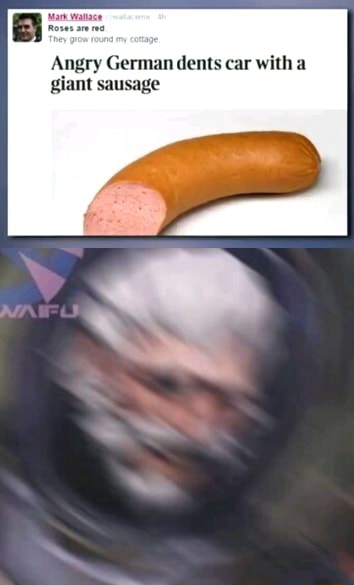 Angry German dents car with a giant sausage - iFunny