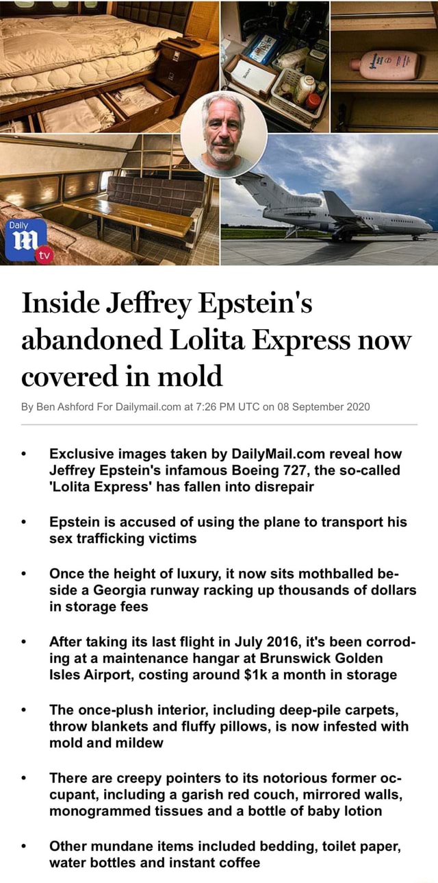 Inside Jeffrey Epstein's abandoned Lolita Express now covered in mold ...