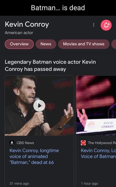 Batman... is dead Kevin Conroy @ American actor News Movies and TV ...