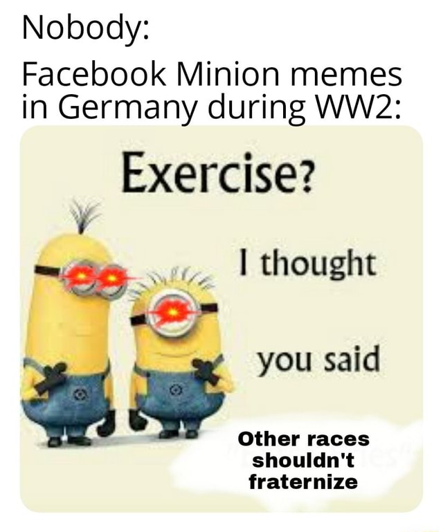 Nobody: Facebook Minion memes in Germany during Exercise? thought you ...