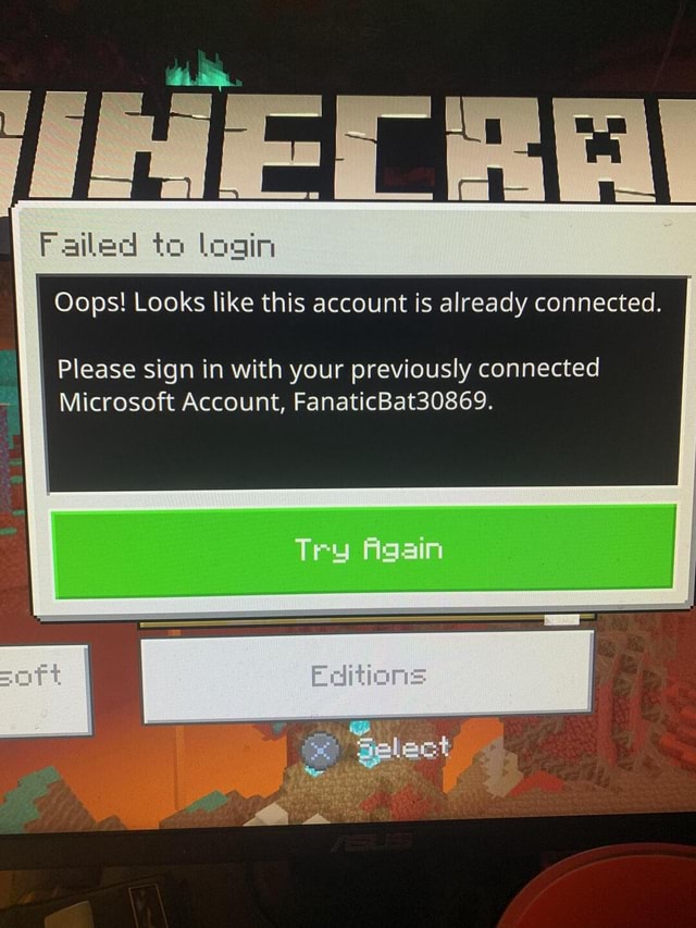 Failed to login Oops! Looks like this account is already connected ...