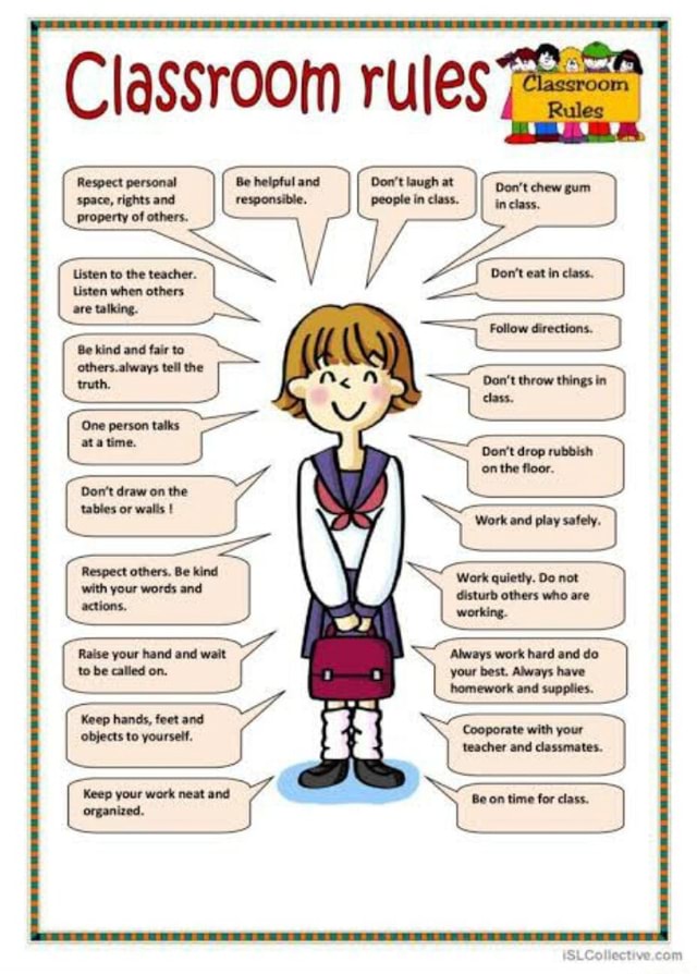 Classroom rules On Listen to the teacher. Uisten when others are ...