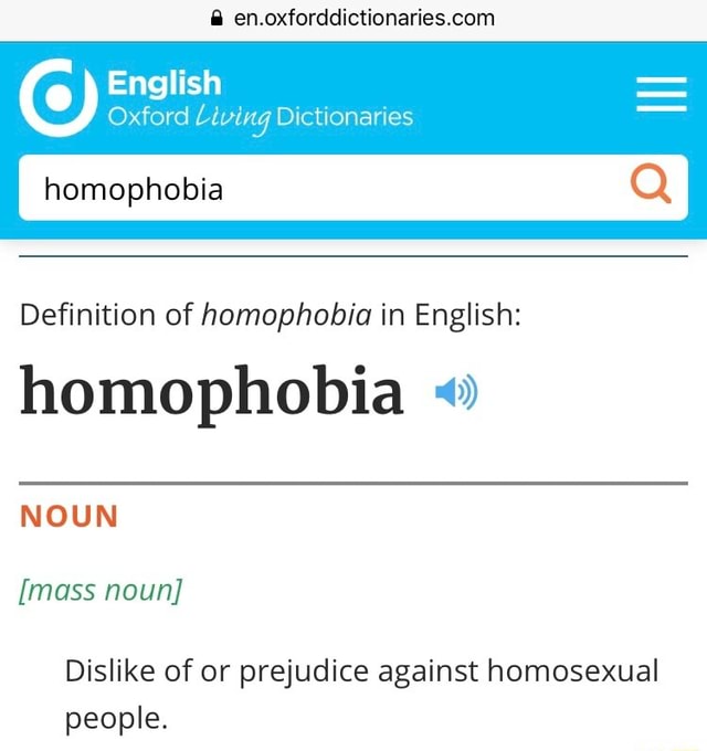 Definition of hamophobia in English: homophobia