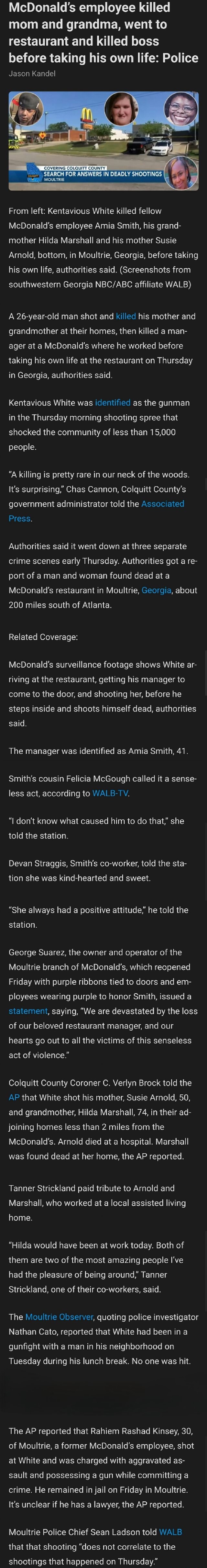 McDonald's employee killed mom and grandma, went to restaurant and ...